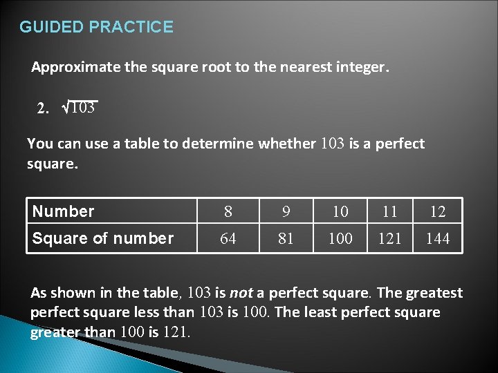 Algebra I 2 7 Square Roots Comparing Real