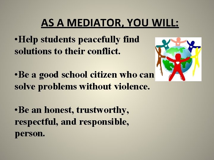 SOUTHPORT HIGH SCHOOL Peer Mediation Training ICEBREAKER LETS