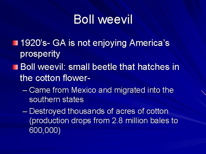 Great Depression 1920s1930s Georgia Boll weevil 1920s GA