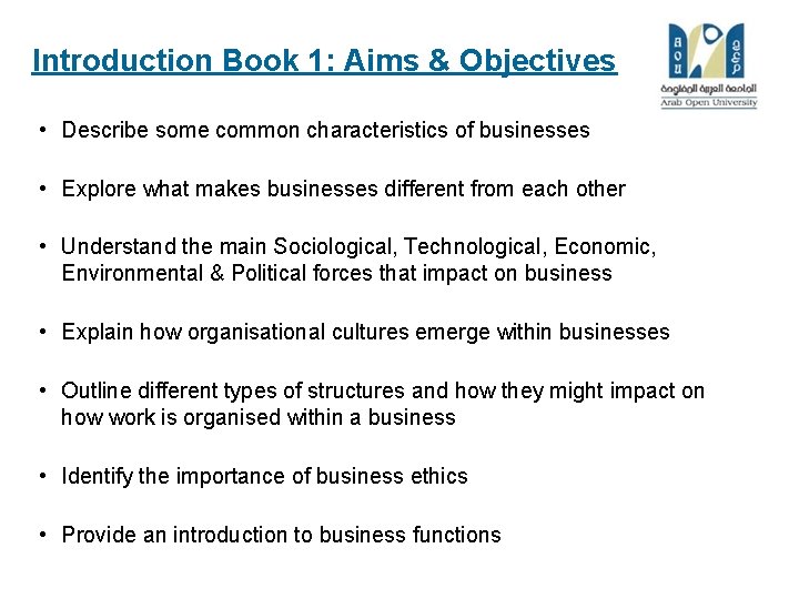 B 120 An Introduction to Business Studies Tutorial