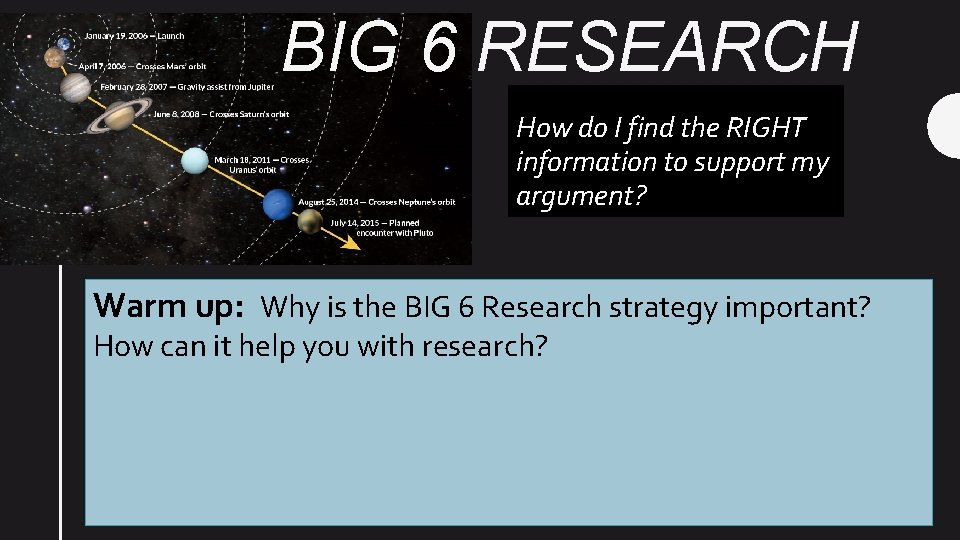 BIG 6 RESEARCH How do I find the