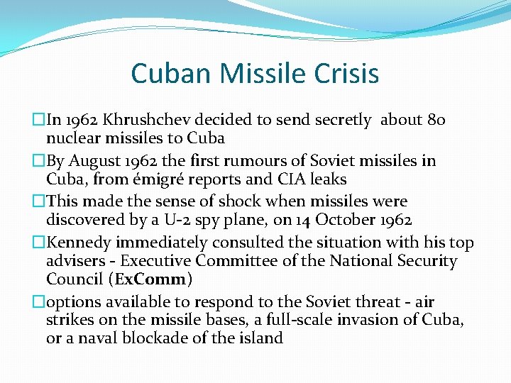 Cold War History Cuba and the Missile Crisis