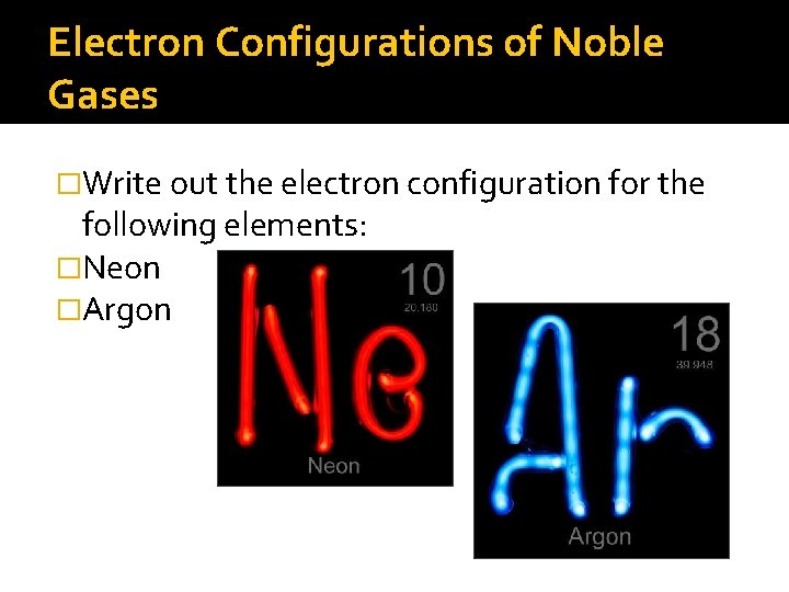 Chemistry Ions Electron Configurations of Noble Gases Write
