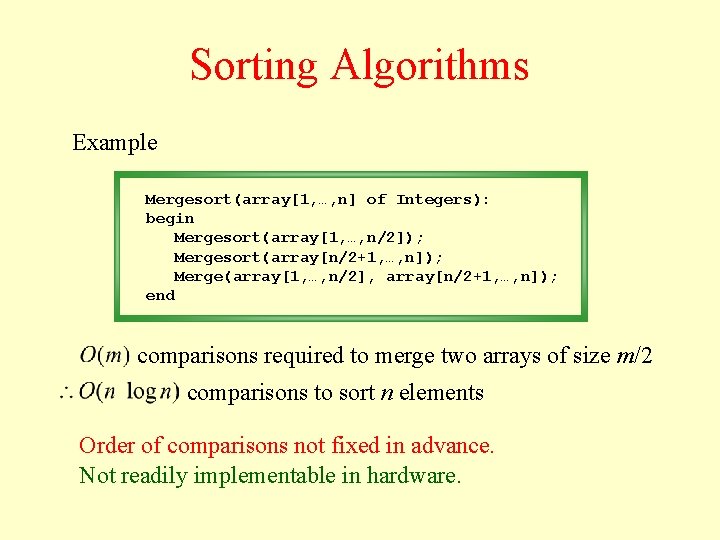 Comparison Networks Sorting Sorting Binary Values Sorting Arbitrary 0787