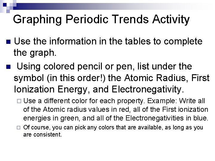 Unit 3 Lecture 4 Periodic Table Trends PERIODIC