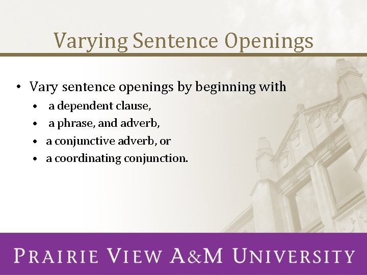 The Writing Center Presents Editing Developed by Joy