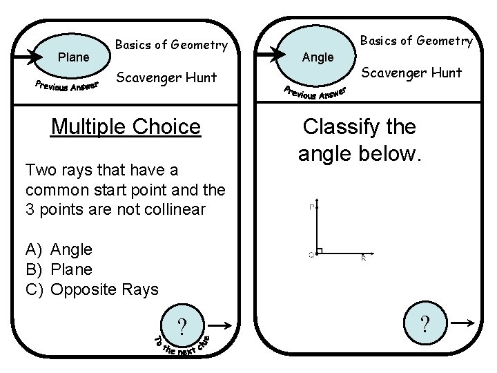 Basics of Geometry Scavenger Hunt Cut out each