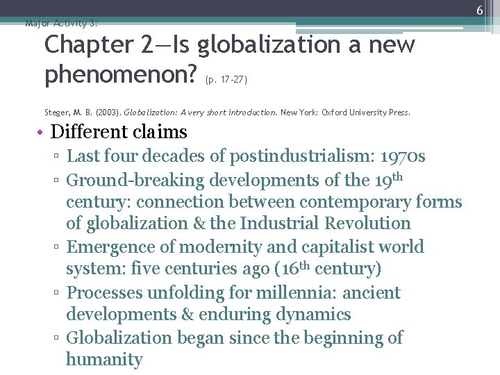 1 Introduction to Globalization E 4 9 Week