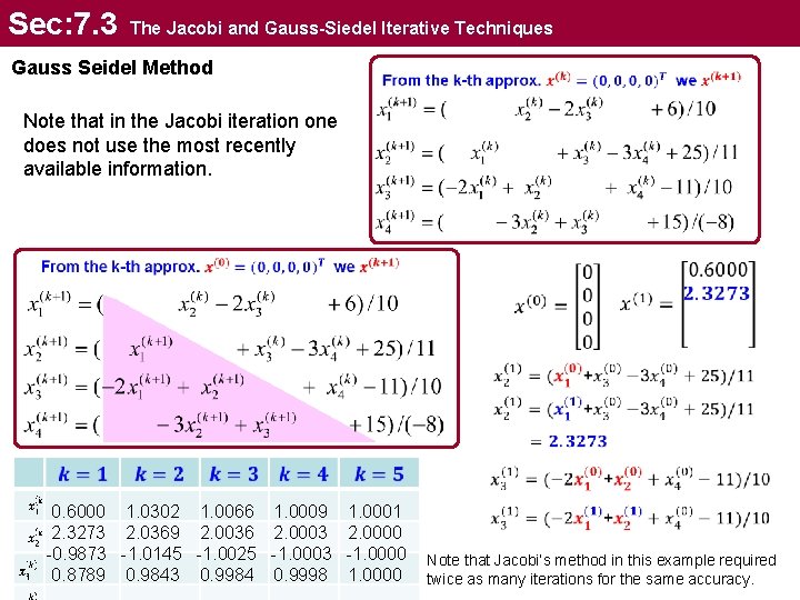 Sec 7 3 The Jacobi and Gauss Siedel
