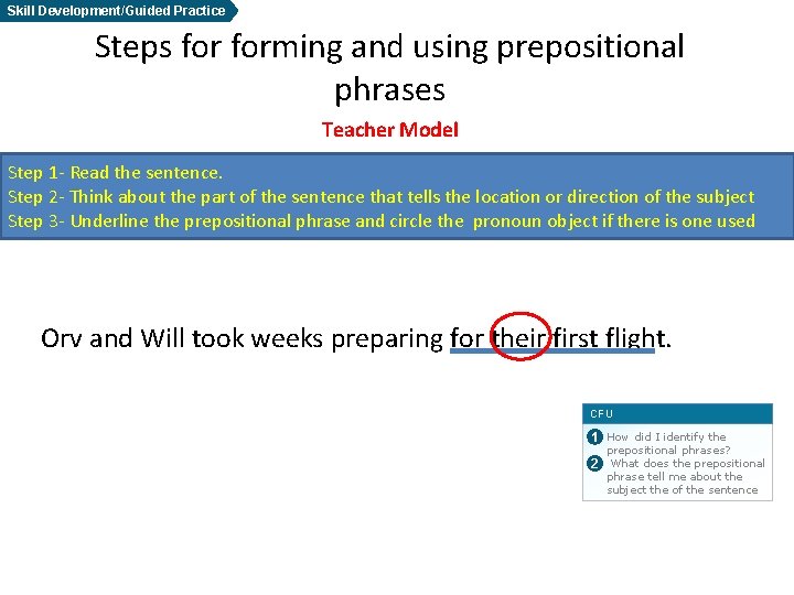 Learning Objective Form and Partner share Use Prepositional