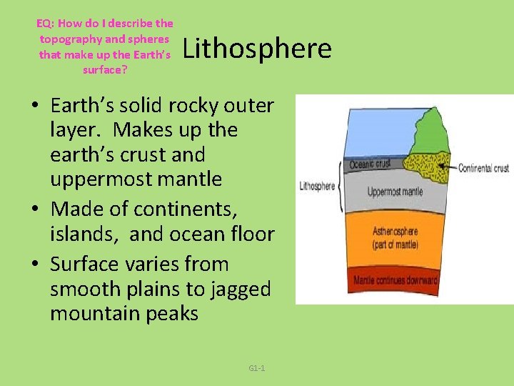 Exploring Earths Surface EQ How do I describe
