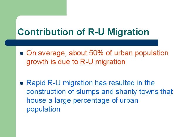 Chapter 8 Urbanization RuralUrban Migration Urbanization and Development