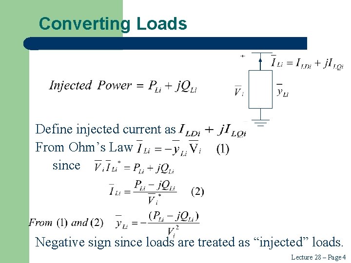 ECE 576 POWER SYSTEM DYNAMICS AND STABILITY Lecture