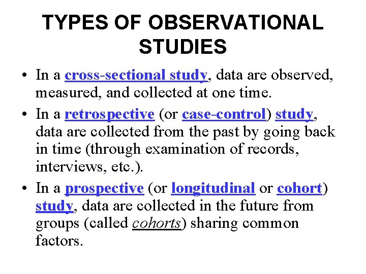 Section 1 5 Collecting Sample Data DEFINITIONS Observational