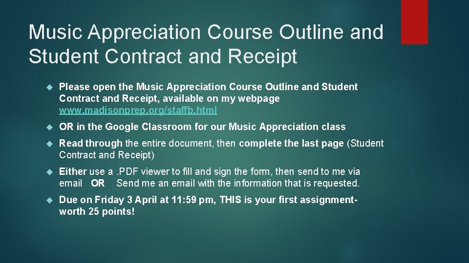 Music Appreciation MR B ONLINE 2020 POWERPOINT 1