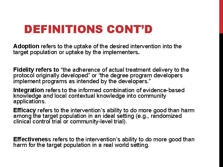 EVIDENCE BASED INTERVENTIONS EBI Why Diffusion and Dissemination
