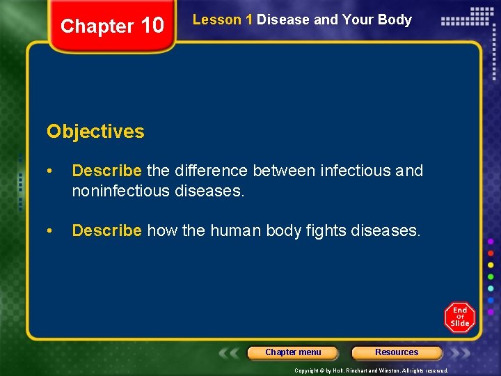 Chapter 10 Lesson 1 Disease and Your Body