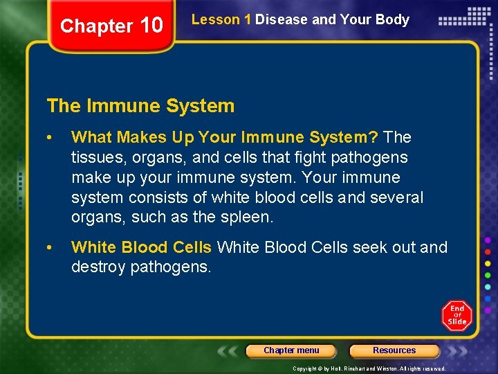 Chapter 10 Lesson 1 Disease and Your Body