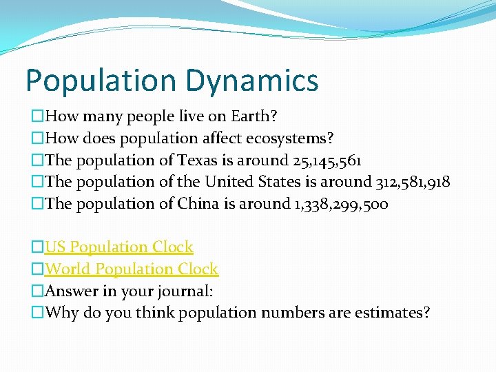 Population Dynamics Key Understandings Biotic and Abiotic Factors