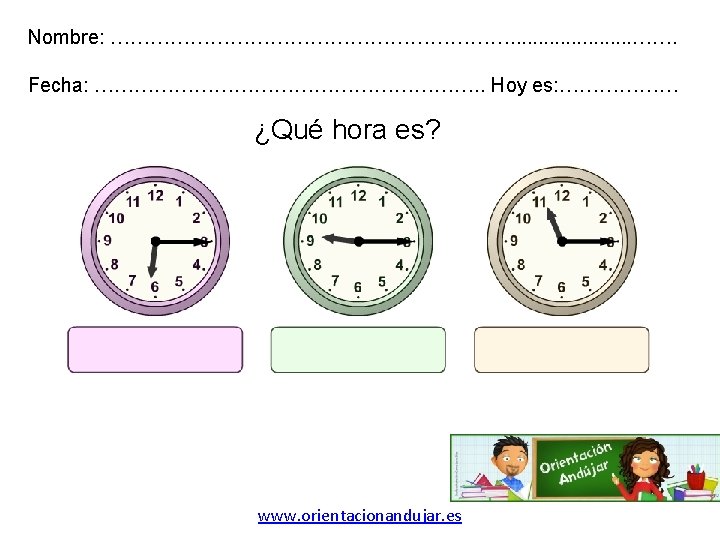 CUADERNO MATEMTICO Trabajamos las horas www orientacionandujar es