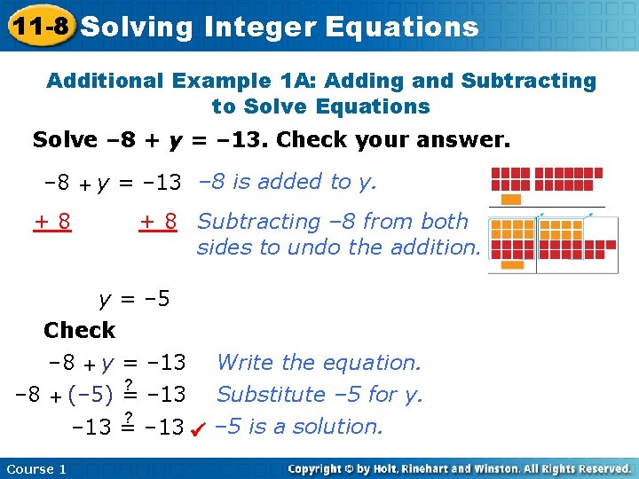 11 8 Solving Integer Equation Warm Up Problem