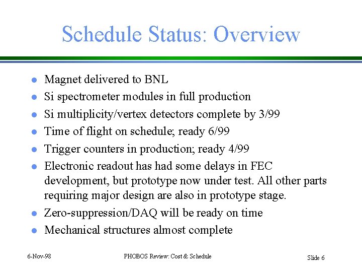 Cost Schedule S Steadman MIT PHOBOS Cost Schedule