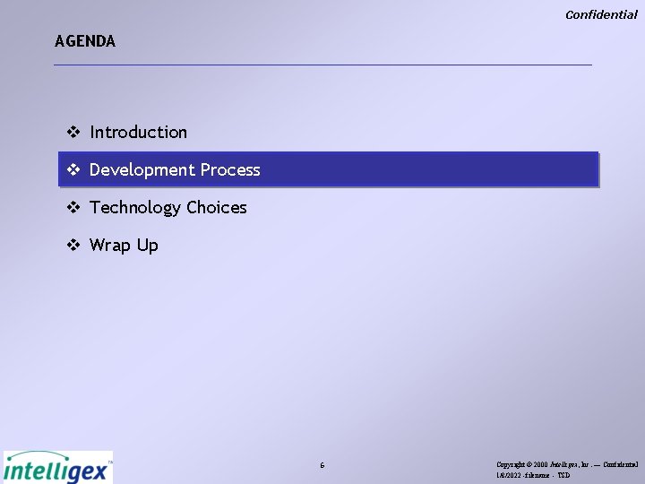 Intelligex Case Study December 15 th 2000 This