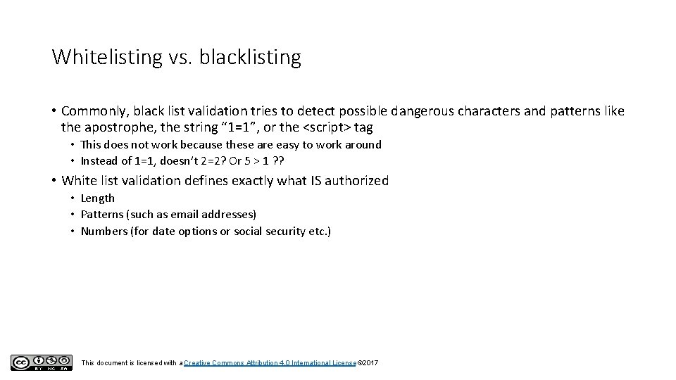 Vulnerabilities 4 Input Validation This Document Is Licensed