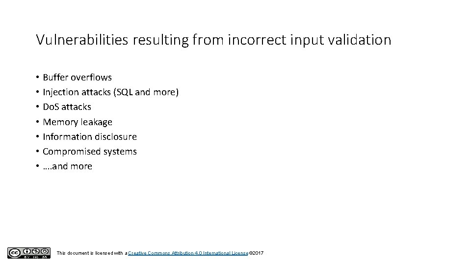 Vulnerabilities 4 Input Validation This Document Is Licensed