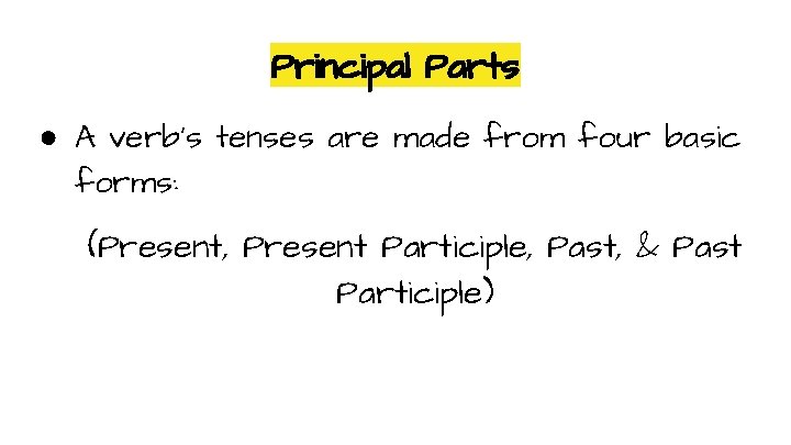 Principal Parts of Regular Verbs Unit 3 Week
