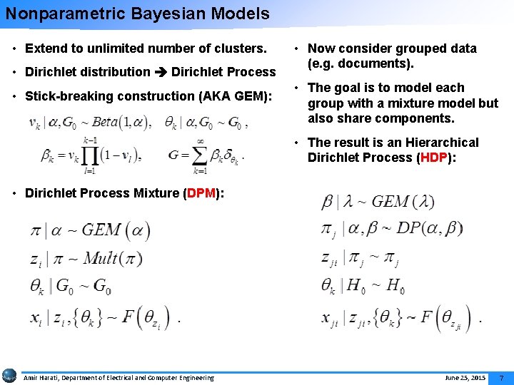 Nonparametric Bayesian Approaches for Acoustic Modeling Amir Harati