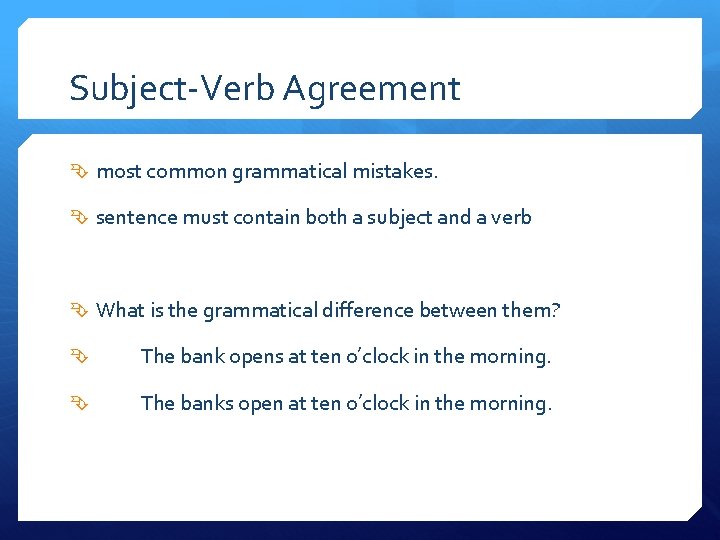 UNIT 2 Subject Verb Agreement 2 5 Recognizing