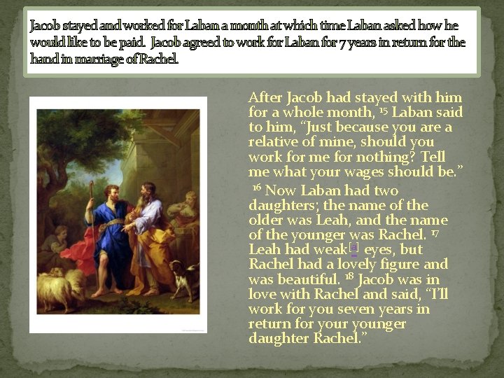 The Story of Jacob and his Wives Leah