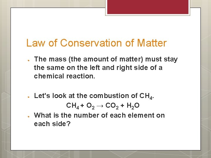 Balancing Chemical Equations Chemistry Law of Conservation of