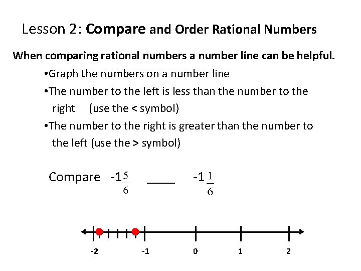 Lesson 2 Compare and Order Rational Numbers Lesson