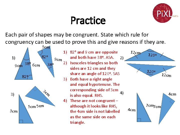 Grade 4 Congruence Rules Use the basic congruence