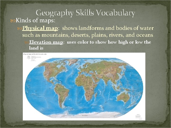 Geography Skills Vocabulary Geography Skills Vocabulary Globes models
