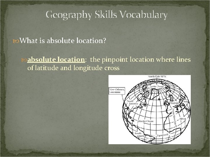 Geography Skills Vocabulary Geography Skills Vocabulary Globes models
