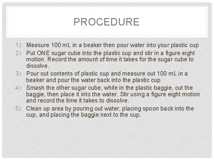 SUGAR CUBE LAB WHAT IS THE PURPOSE Purpose