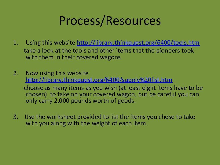 Westward Ho Oregon Trail Web Quest Presented by