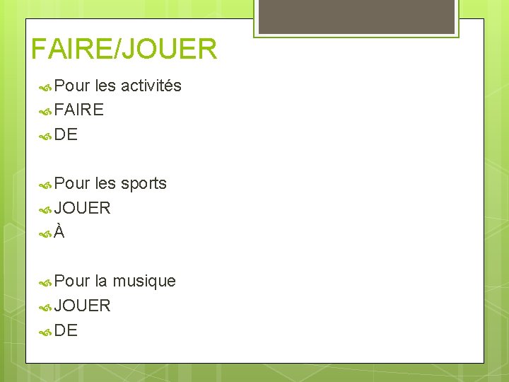 Aimer Infinitif Jouer vs Faire NOTES AIMER Verbe