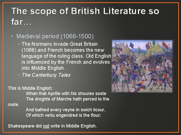 Introduction to Shakespeare The scope of British Literature
