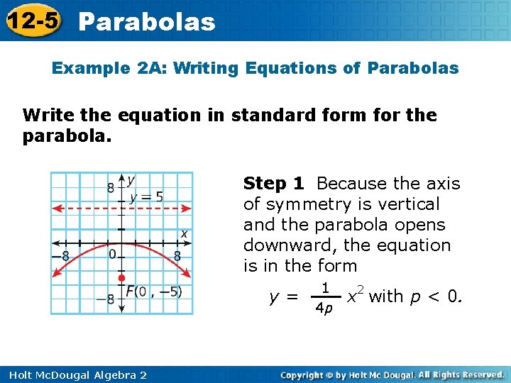 12 5 Parabolas Warm Up Lesson Presentation Lesson
