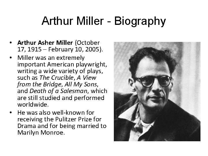 All My Sons An Introduction Arthur Miller Biography