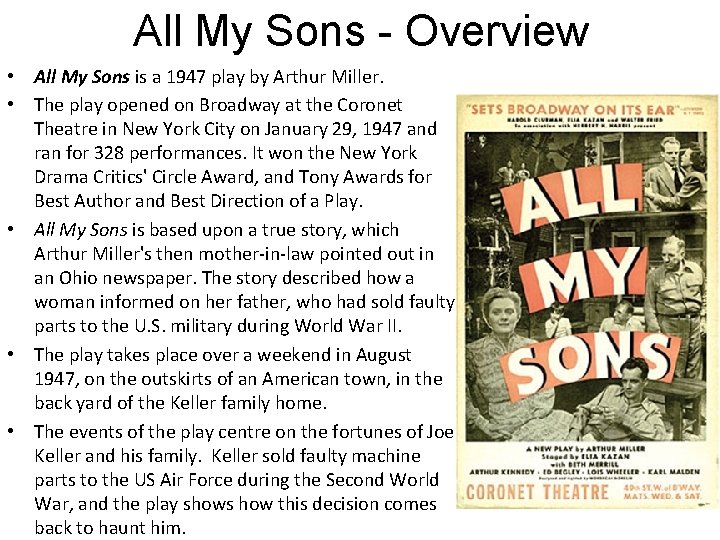All My Sons An Introduction Arthur Miller Biography