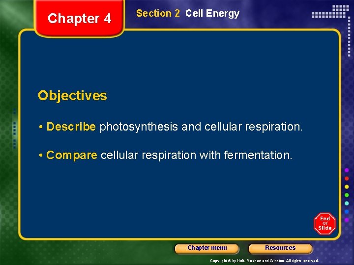 Chapter 4 The Cell in Action Table of