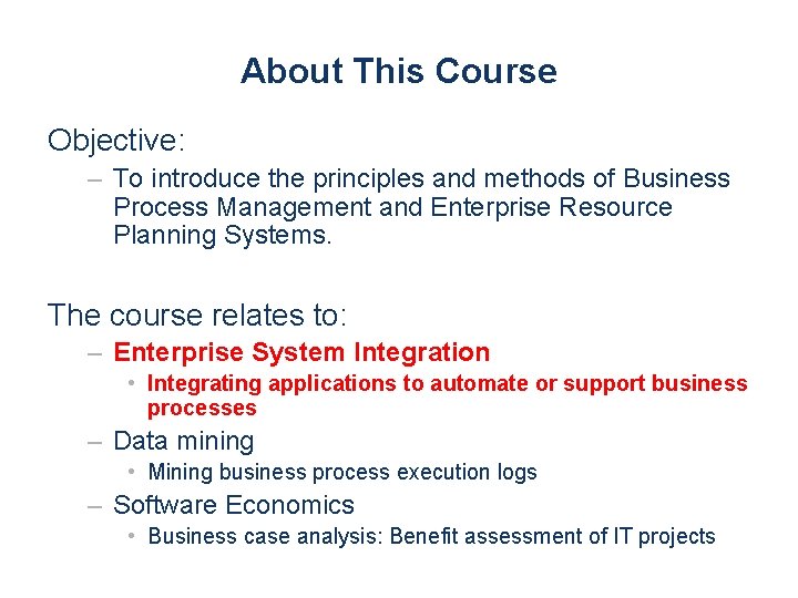 Business Process Management BPM Lecture 1 Introduction Dr
