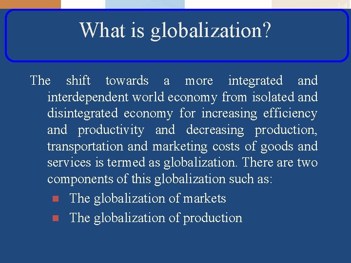1 1 Introduction to globalization 1 2 Chapter