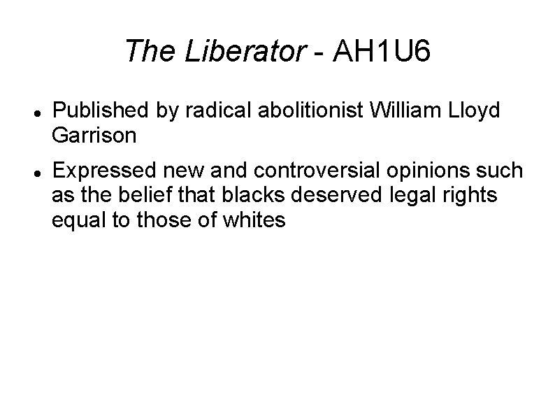Vocabulary American History I Unit 6 The Civil