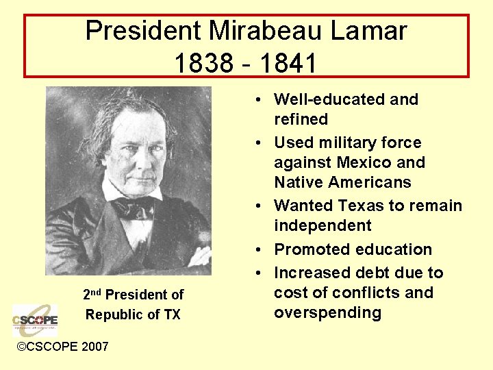 Issues Faced By the Republic of Texas 1836